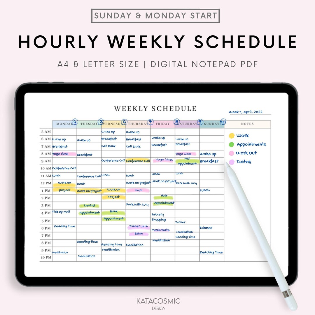 Simple Weekly Schedule Planner Printable | Study Schedule | Weekly ...