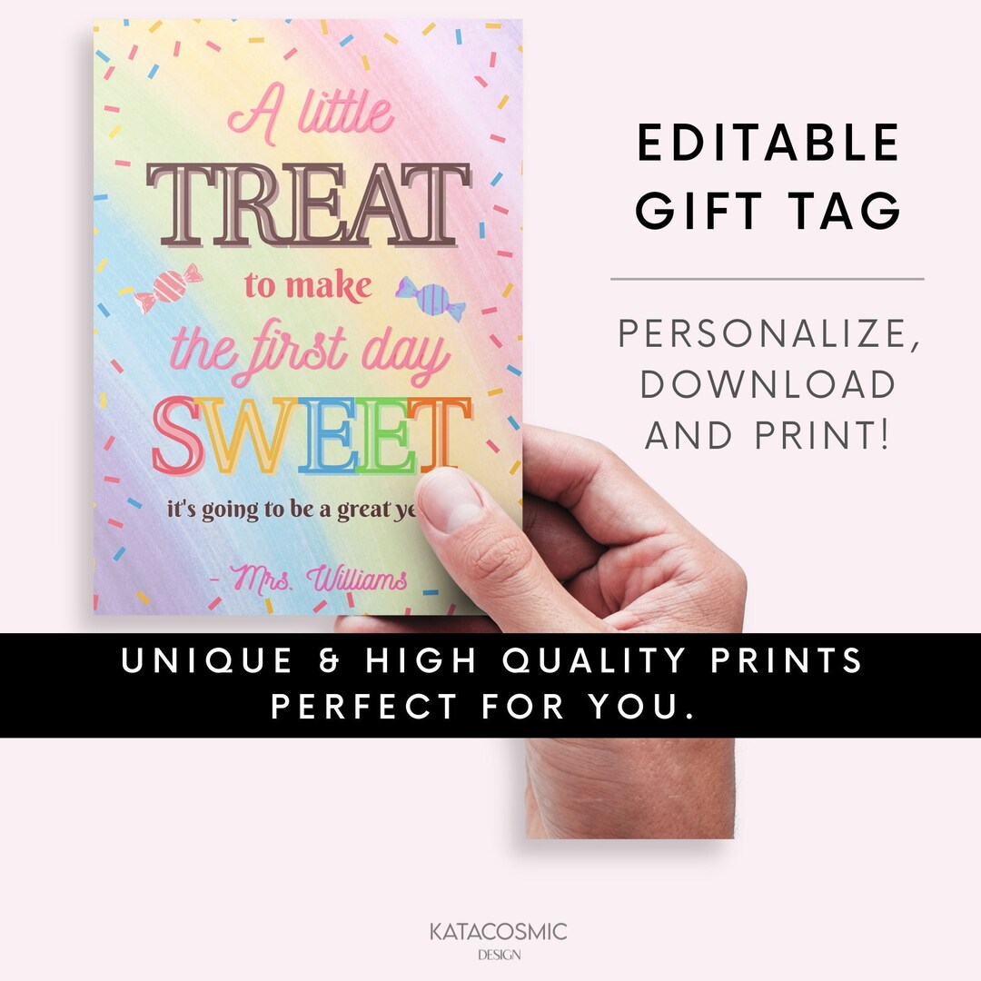 EDITABLE Welcome Back to School Gift Tag, First Day of School, Teacher ...