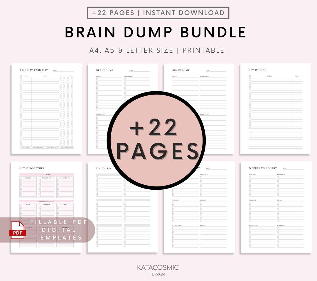 ADHD Brain Dump BUNDLE to Do List Printable Daily Planner - Etsy