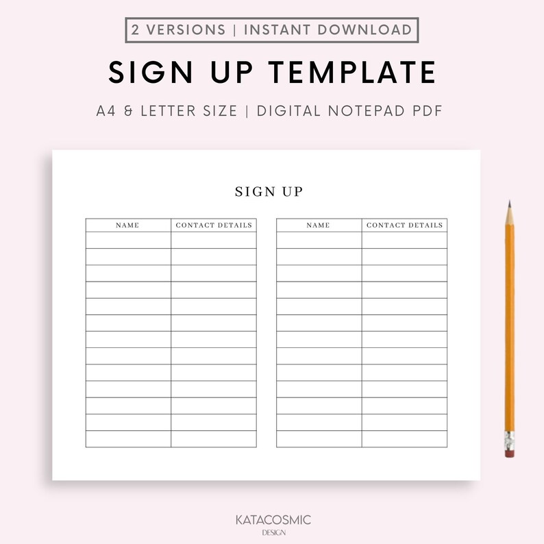 Minimalist Sign up Sheet, 3 Email Sign up Forms, PRINTABLE Sign Up ...