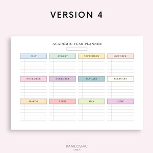 Academic Year Planner Template Printable Calendar Landscape, Homeschool ...