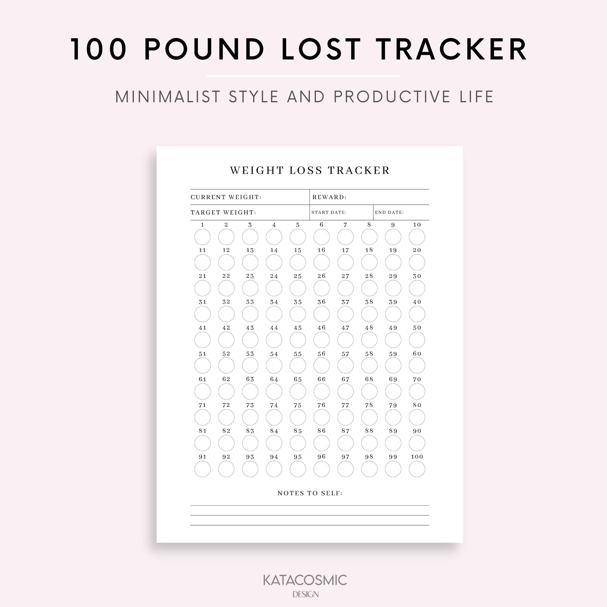 Printable Weight Loss Journal 100 Lbs/kg Loss Tracker Chart, Fitness ...