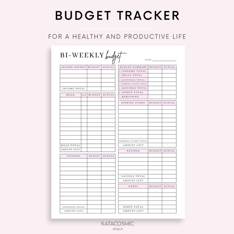 Biweekly Budget Planner, EDITABLE Bi-weekly Template, PDF Printable ...