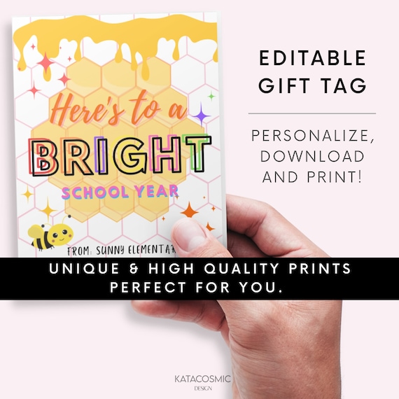Here's to a Bright SCHOOL Year Printable Tag Back to - Etsy