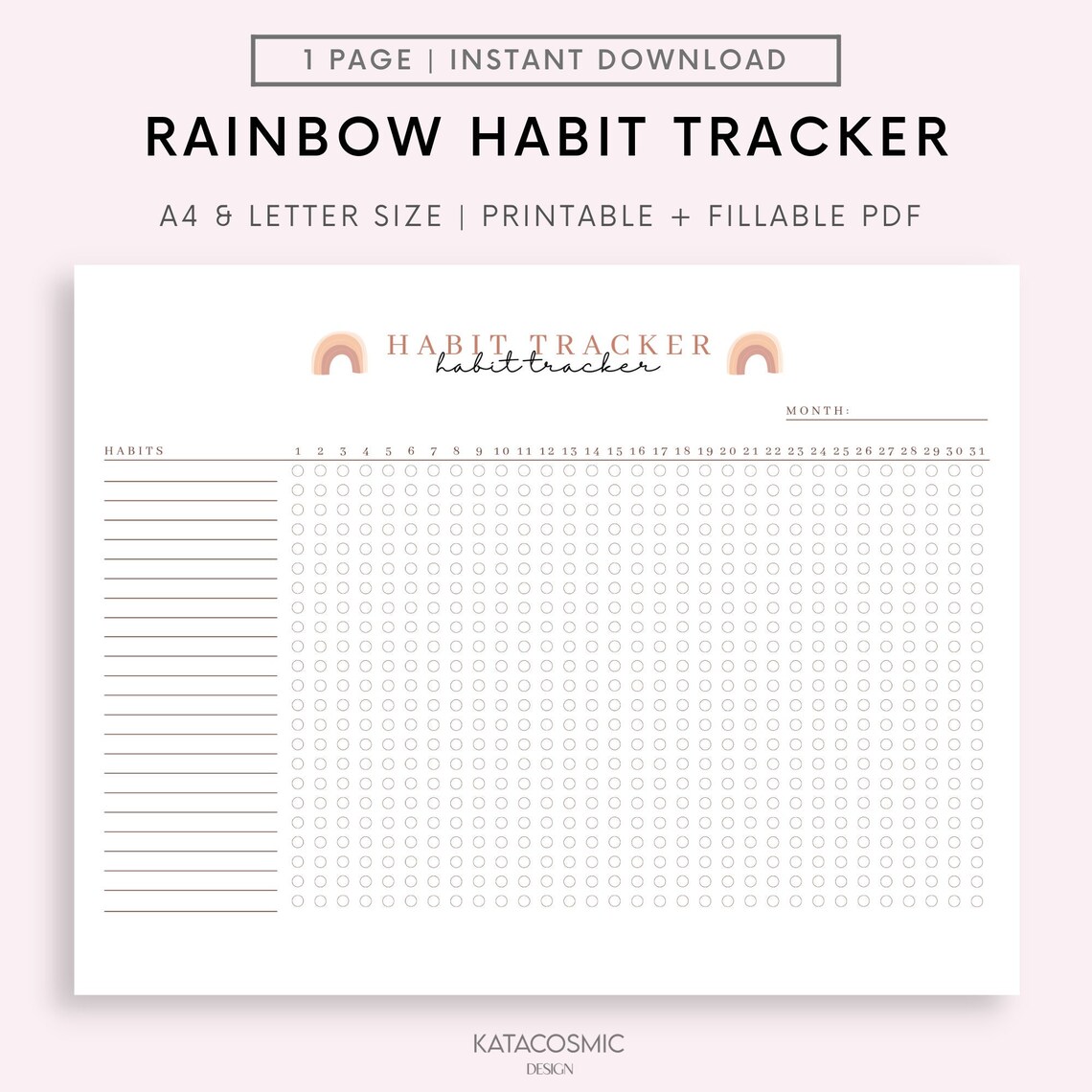 Monthly Habit Tracker Printable Landscape Habit Tracker - Etsy