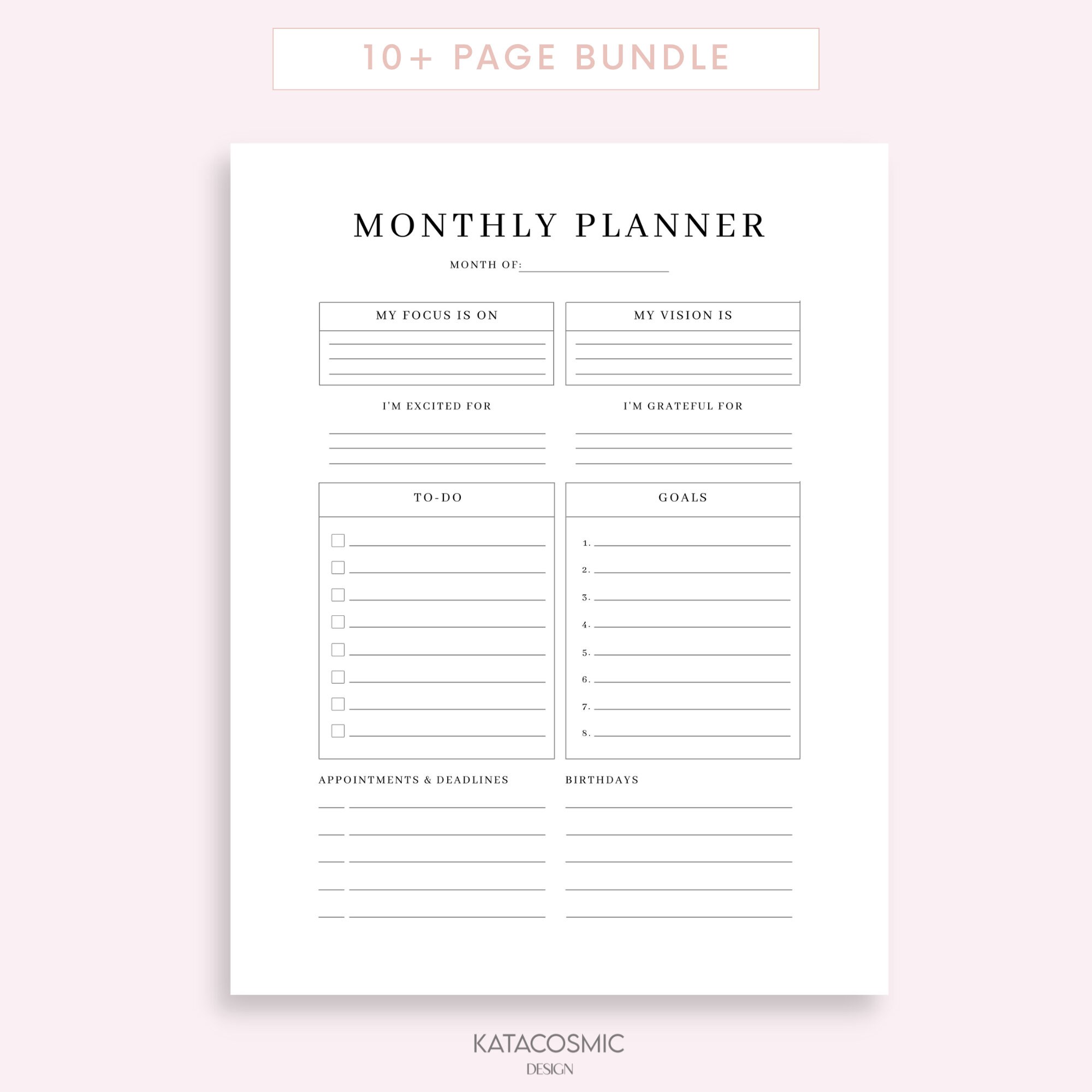 Planner Bundle Printable Daily Weekly Monthly Planner Bundle - Etsy