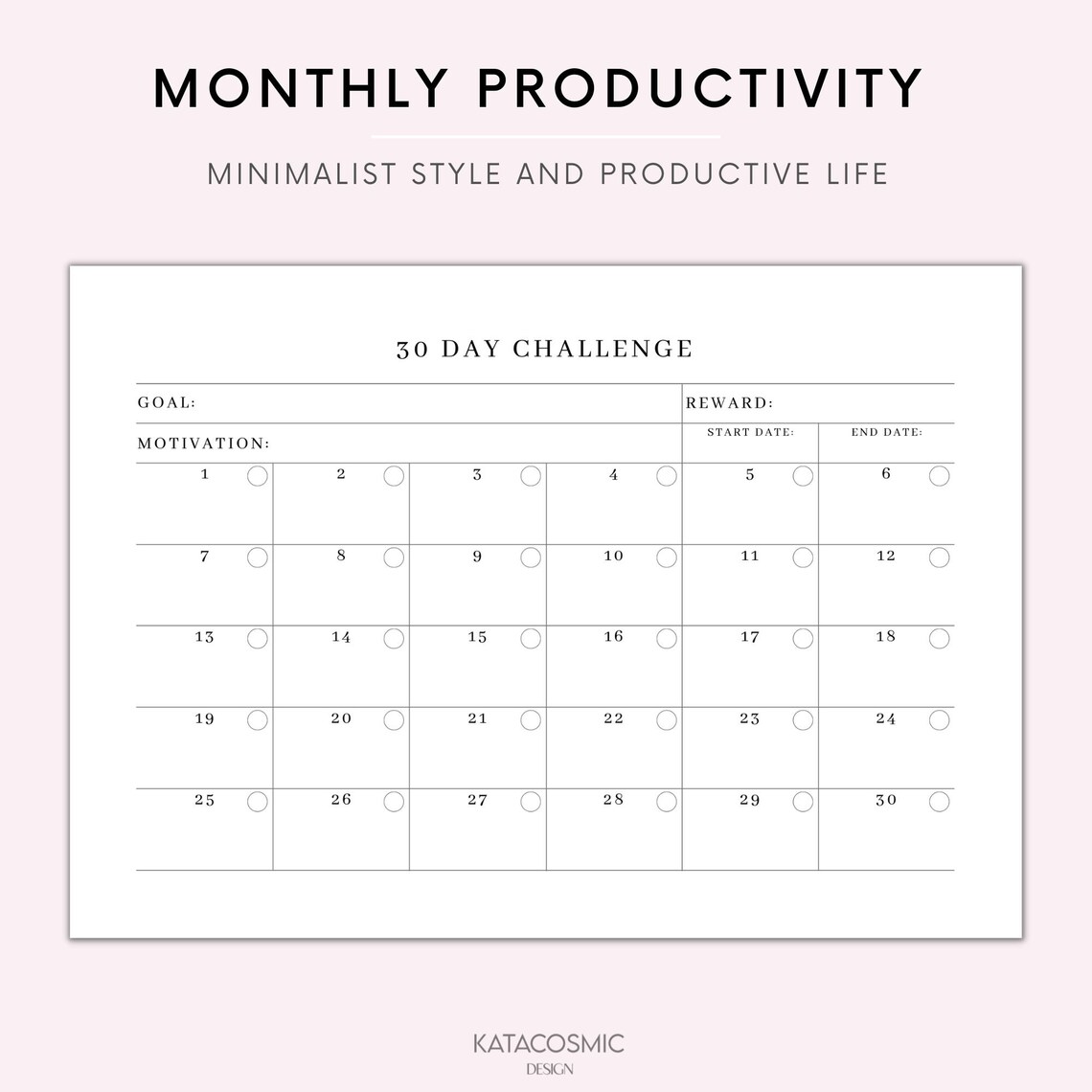 30 Day Challenge Tracker Printable Printable Habit Tracker | Etsy