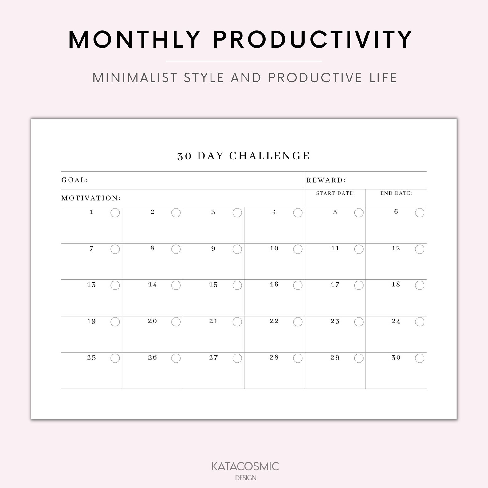 30 Day Challenge Tracker Printable Printable Habit Tracker | Etsy