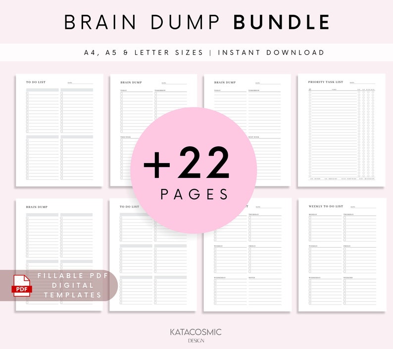 EDITABLE Brain Dump Template BUNDLE to Do List Printable - Etsy