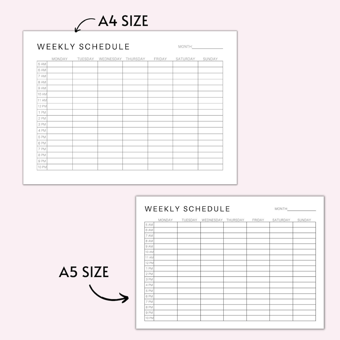 Hourly Weekly Schedule Landscape Weekly Planner Printable - Etsy