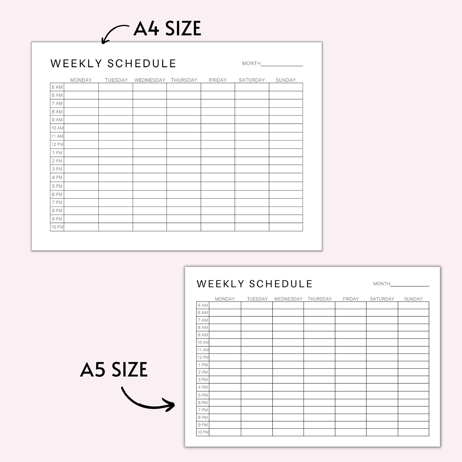 Hourly Weekly Schedule Landscape Weekly Planner Printable - Etsy