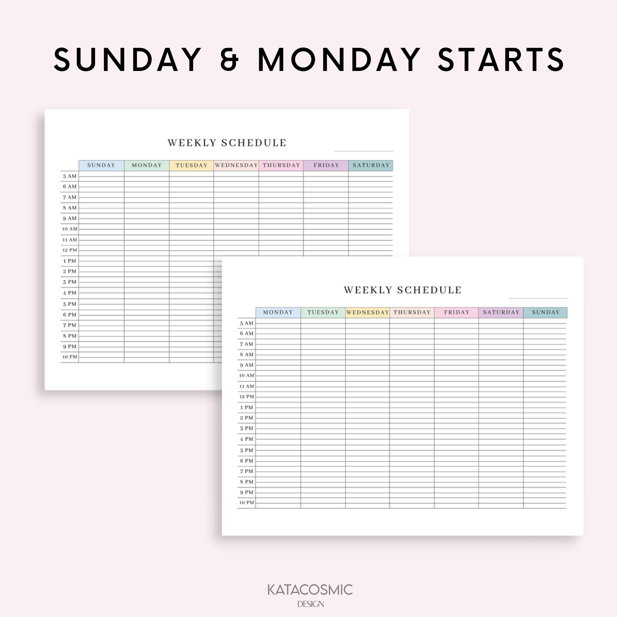 Half Hour Weekly Schedule Landscape, Weekly Planner Printable, Week at ...