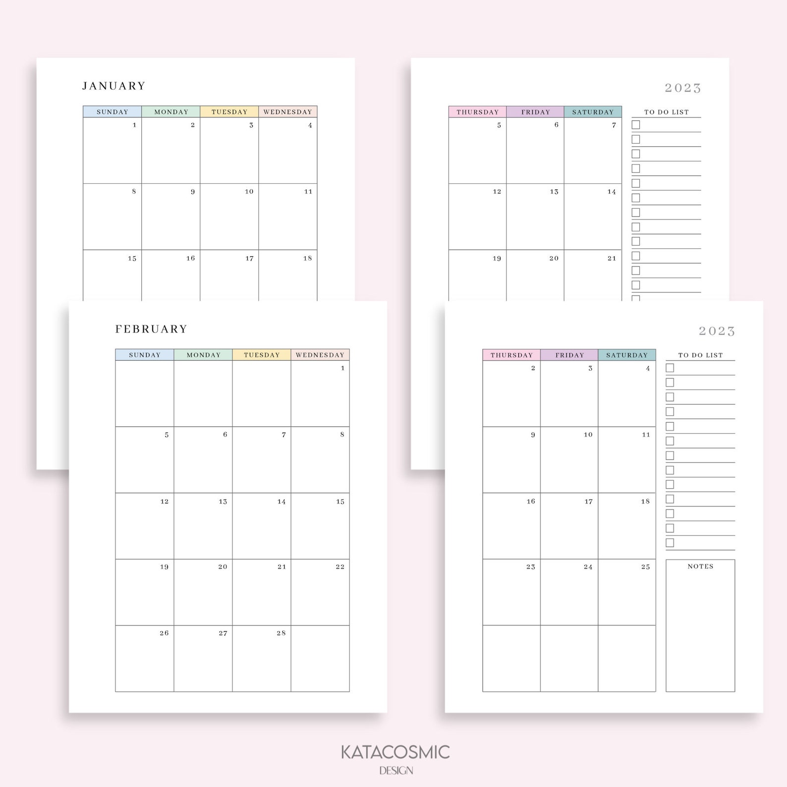 2023 Monthly Planner Printable Dated Month on 2 Pages 2023 - Etsy