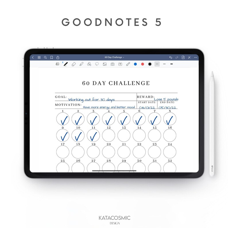 60 Day Challenge Goal Setting Goal Progress Tracker Habit - Etsy