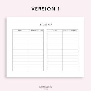 Minimalist Sign up Sheet, 3 Email Sign up Forms, PRINTABLE Sign Up ...