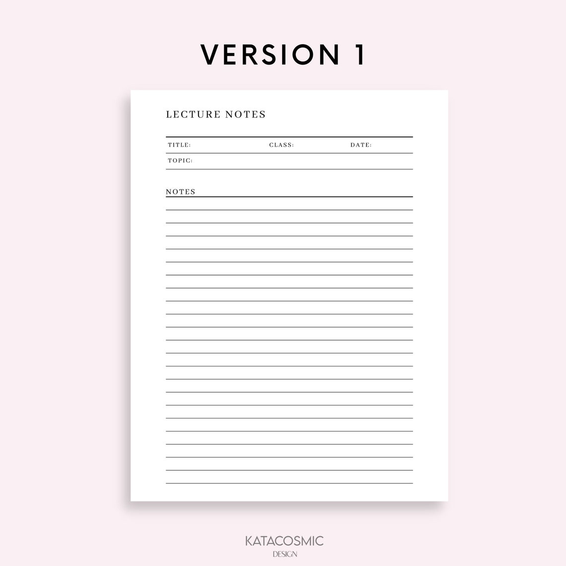 Printable Lecture Notes, Note Taking Template, College Student Lined ...