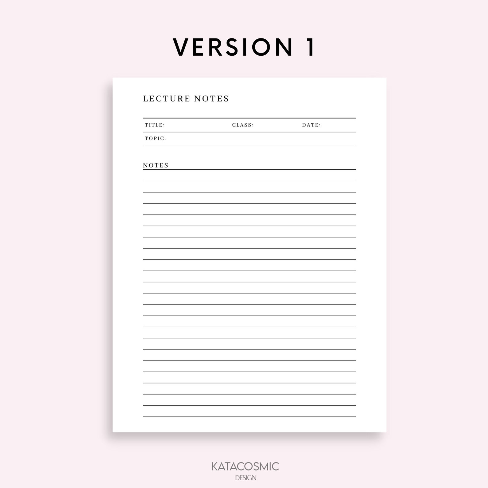 Printable Lecture Notes, Note Taking Template, College Student Lined ...