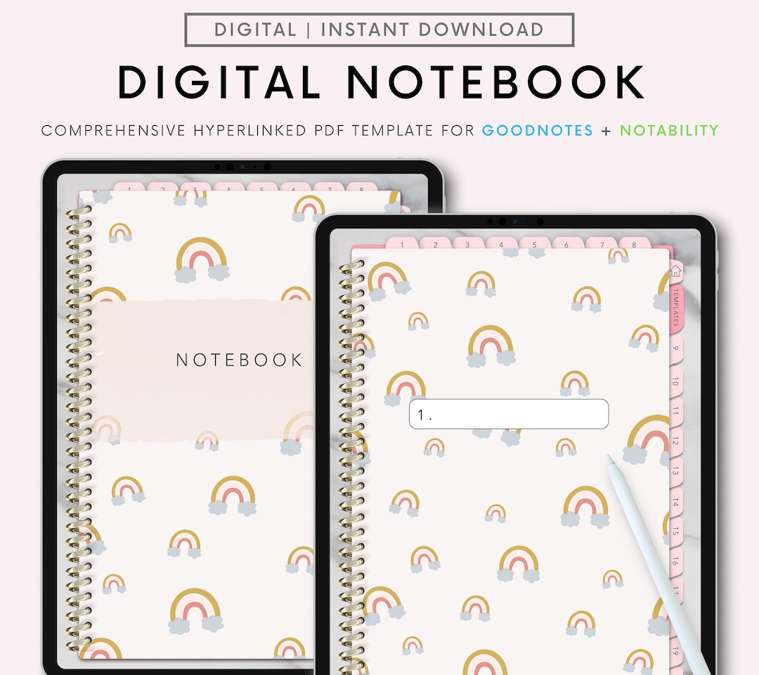 Portrait Digital Notebook Goodnotes, 20 Tab Digital Notebook for ...
