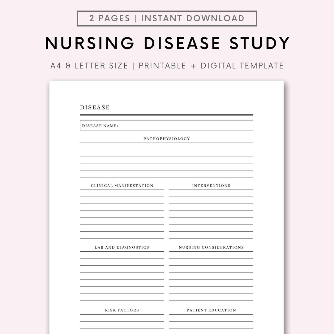 Printable Nursing Student Disease Process, Student Nurse Templates ...