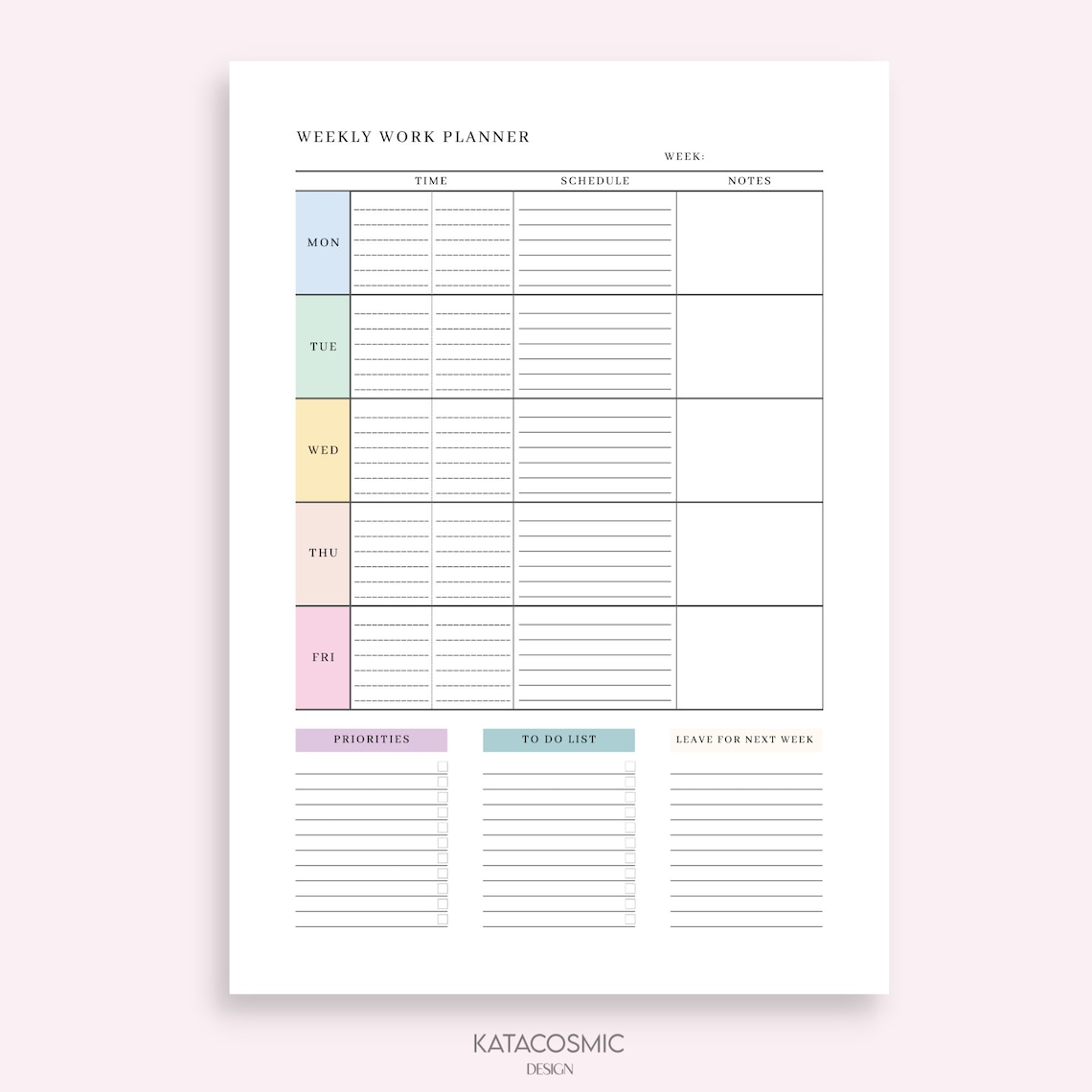 Weekly Work Planner Printable Hourly and Schedule Plan - Etsy