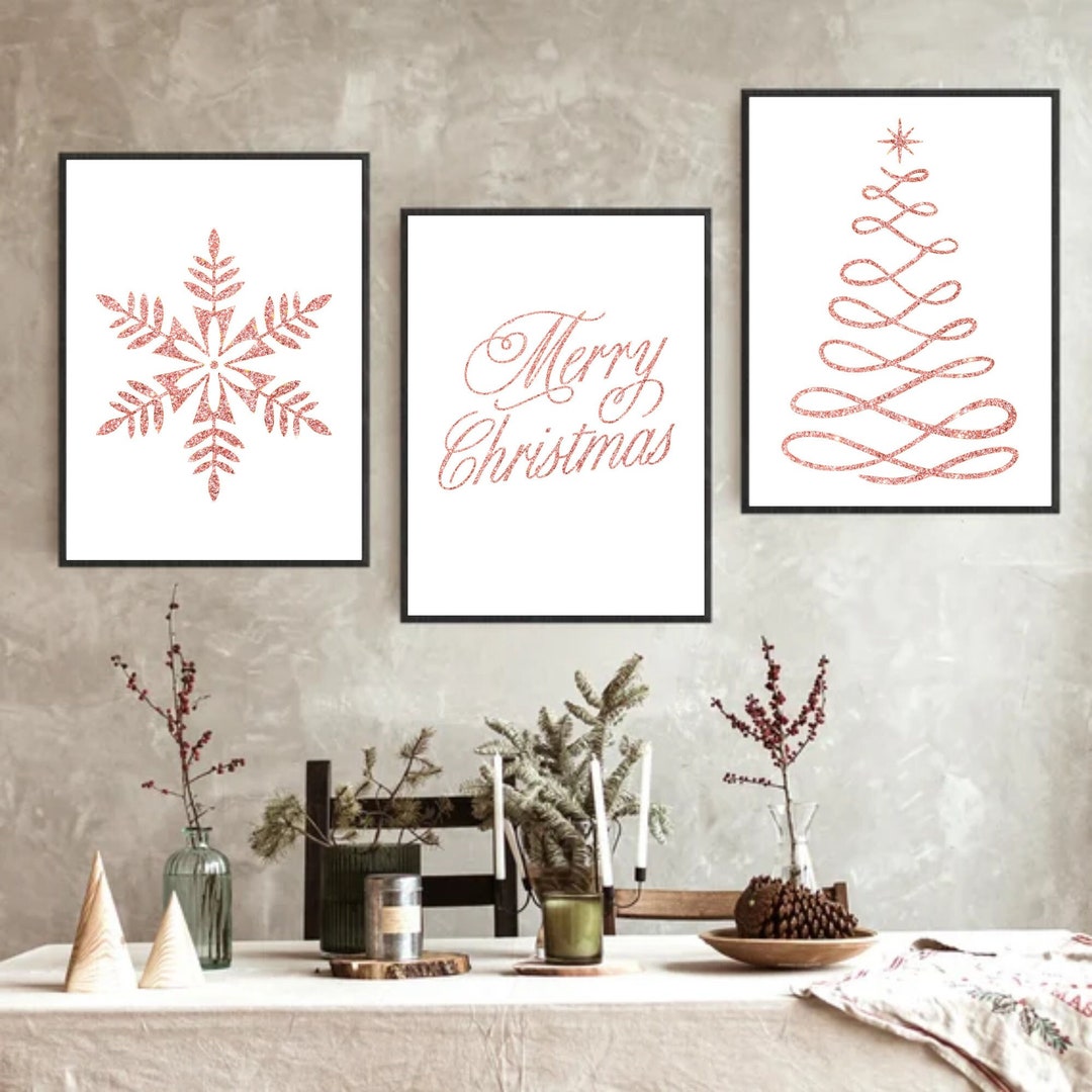 Gallery Set of 3 Christmas Wall Art, Christmas Decorations, Christmas ...