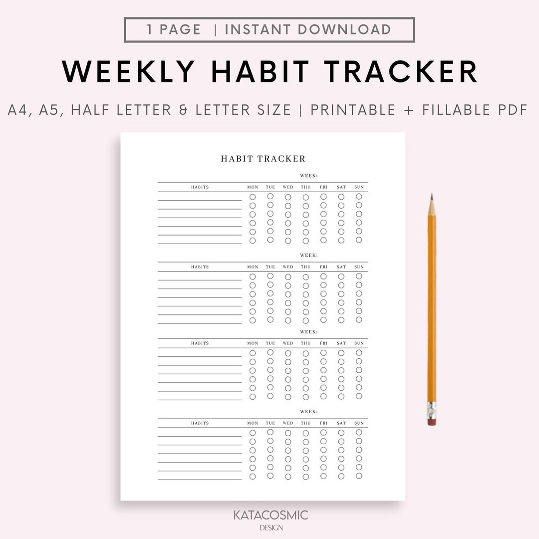 Weekly Habit Tracker Printable, Habit Tracker Template, Daily Routine ...