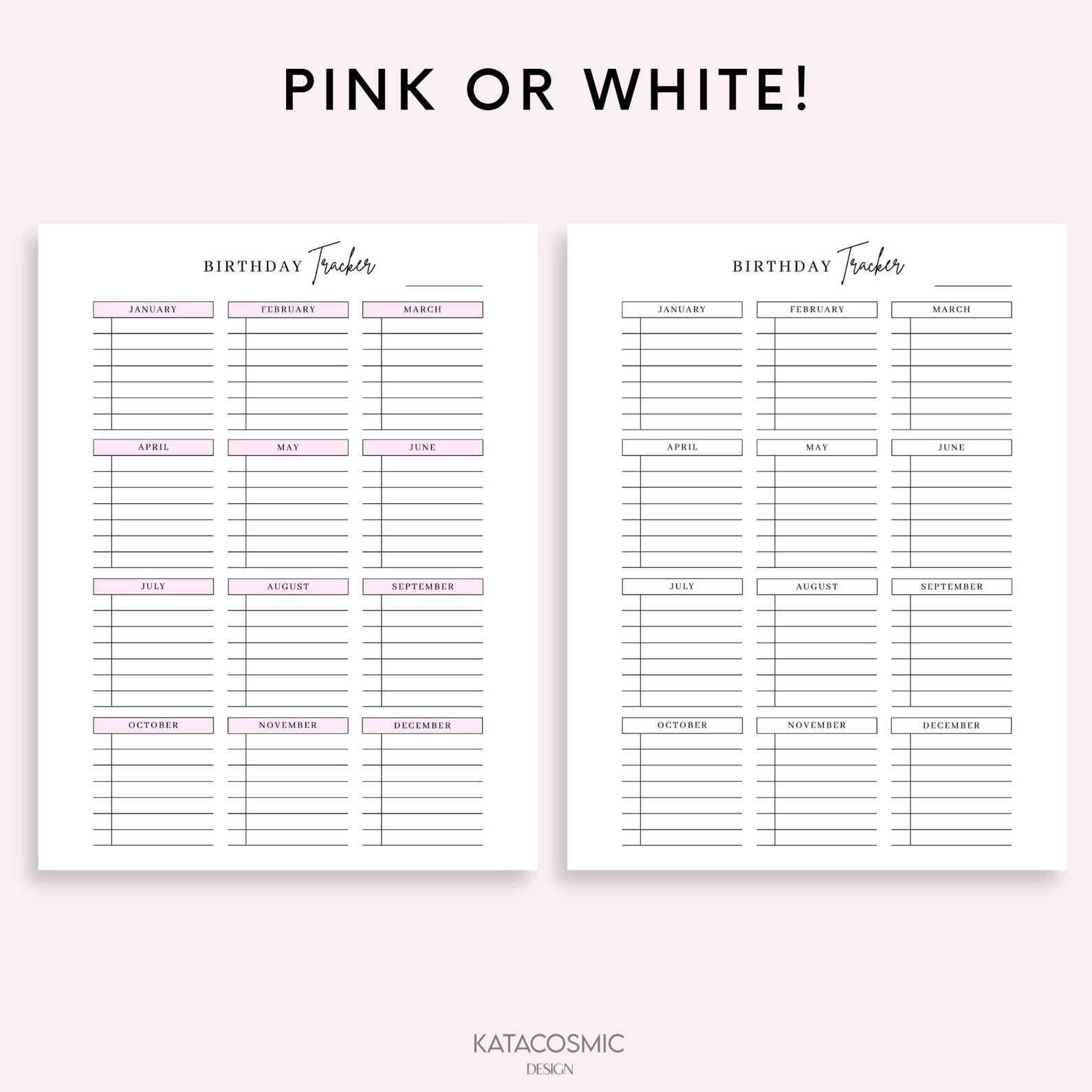 Editable Birthday Tracker, Printable Birthday List, Digital Birthday ...
