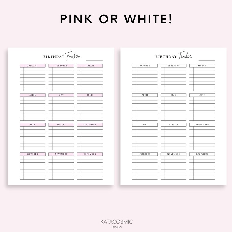 Editable Birthday Tracker, Printable Birthday List, Digital Birthday ...