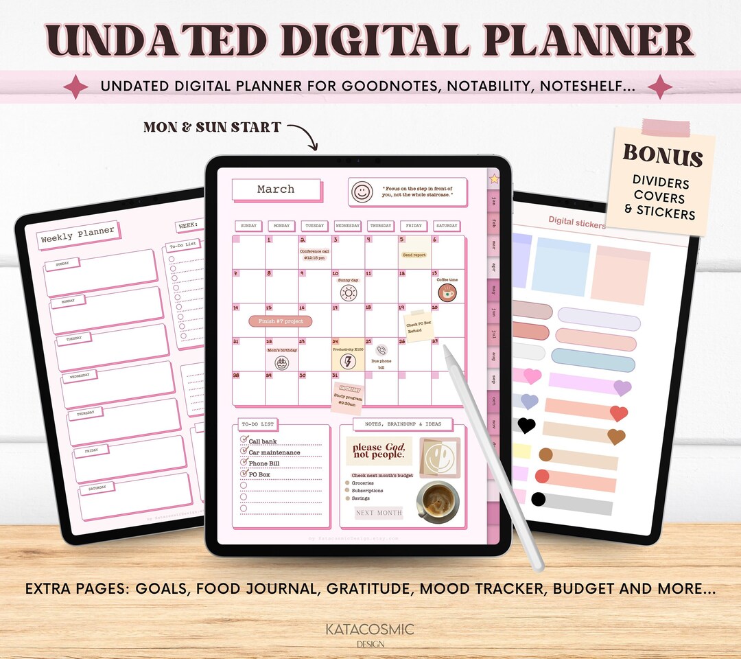 Undated Digital Planner, Digital Planner Ipad, Goodnotes Planner ...