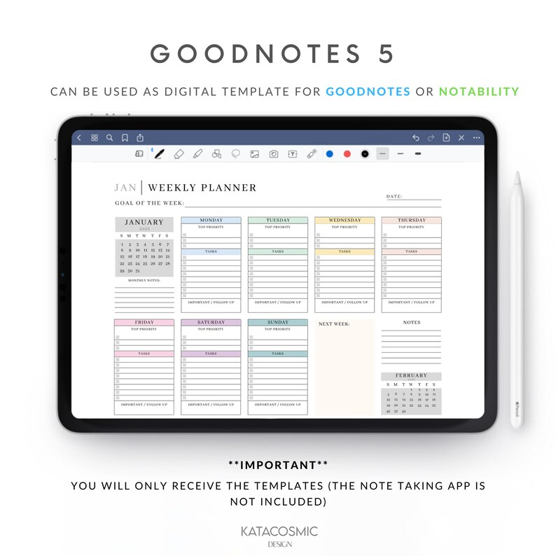 2023 Weekly Planner Printable Landscape Minimalist Weekly - Etsy