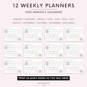 2025 Weekly Planner Printable Landscape, Minimalist Weekly Schedule ...