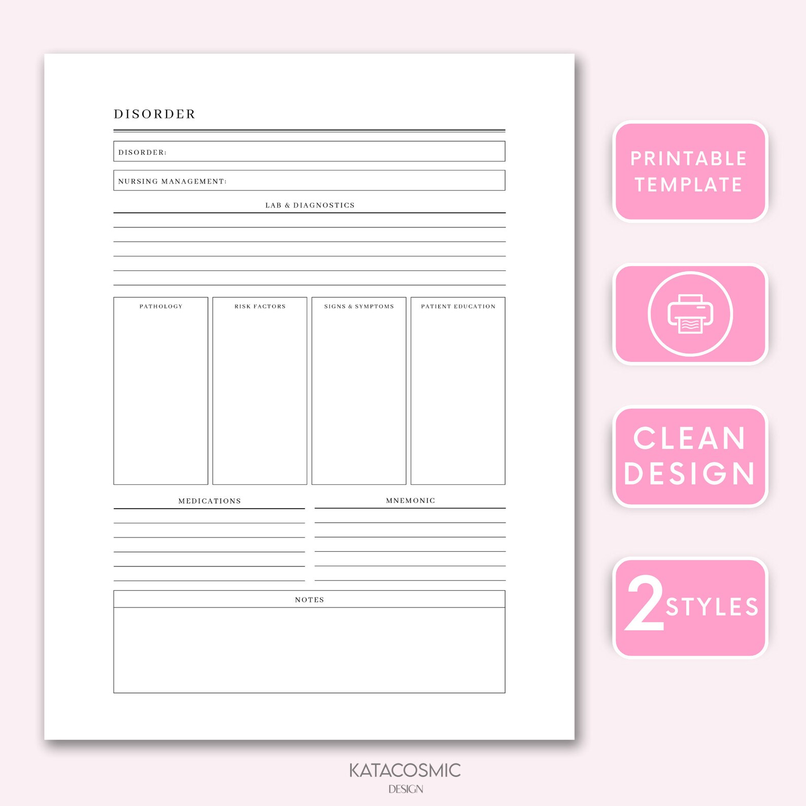 Printable Nursing Disorder Template, Student Nurse Disease Management ...