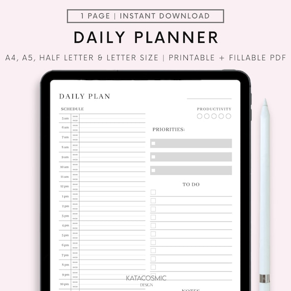 24 Hour Daily Planner Printable Hourly Planner Military Time - Etsy