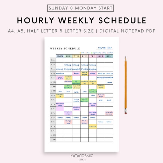 Digital Weekly Schedule For Goodnotes 24 7 Weekly Timetable Etsy