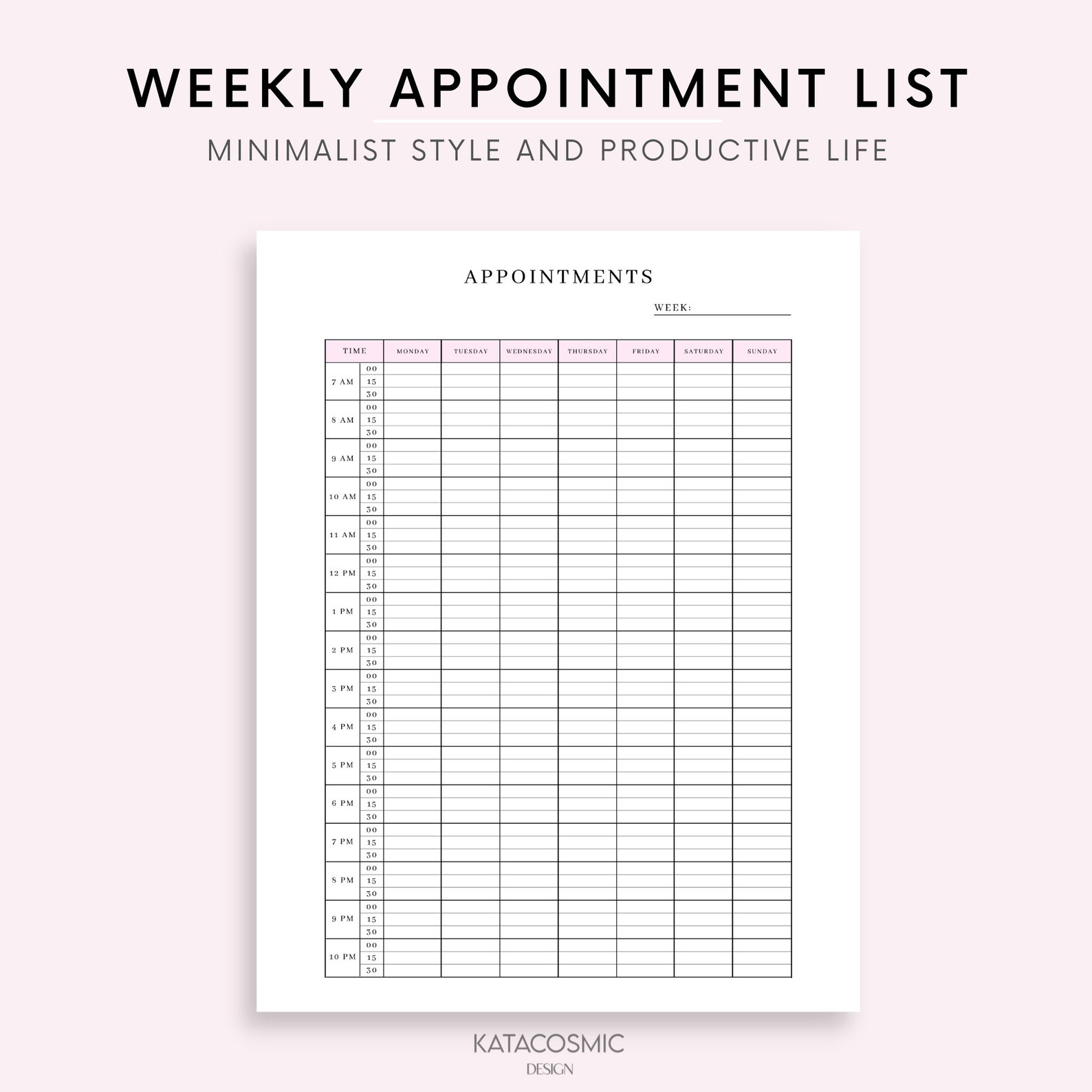 Printable Appointment Book Print at Home Timeslot Booking - Etsy