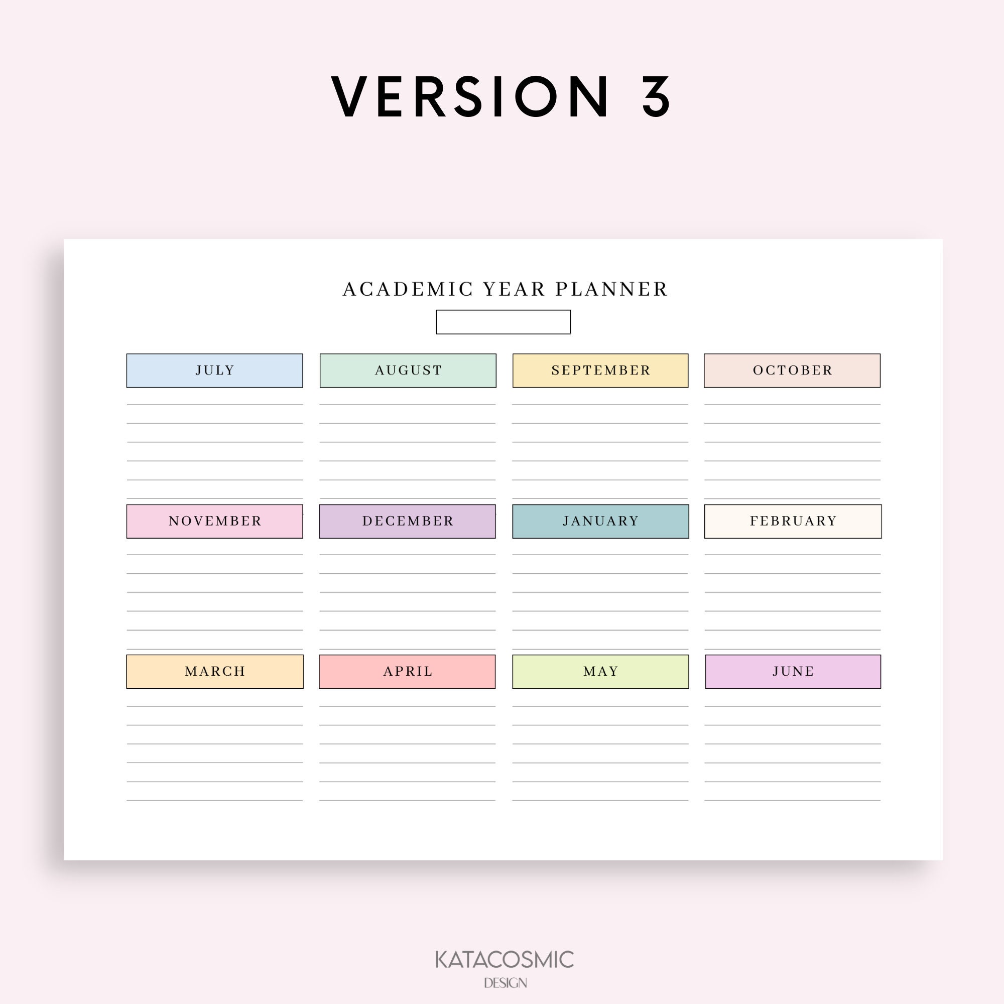Academic Year Planner Template Printable Calendar Landscape, Homeschool ...