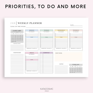 2023 Weekly Office Planner Printable , Minimalist Weekly Schedule, Week ...