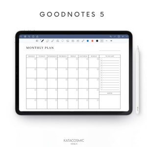 Monthly Planner Goodnotes Template, Undated Monthly Planner, Monthly ...