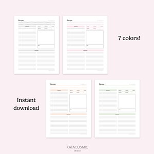 Recipe Book Template Printable, Blank Recipe Page, Cook Book Journal ...