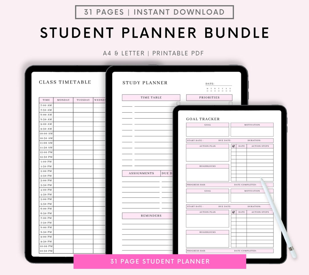 Printable Student Planner| Academic Planner Printable| College Student ...
