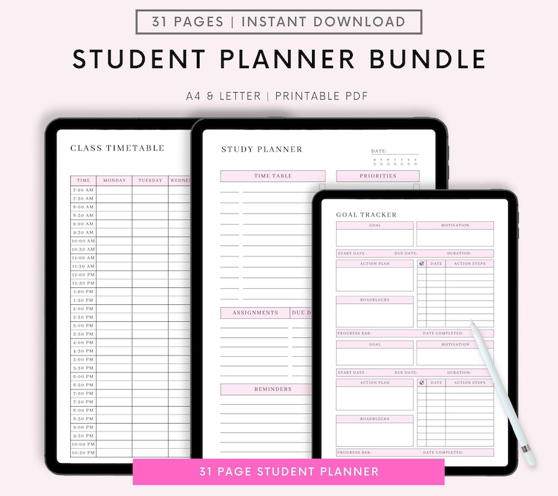Printable Student Planner| Academic Planner Printable| College Student ...