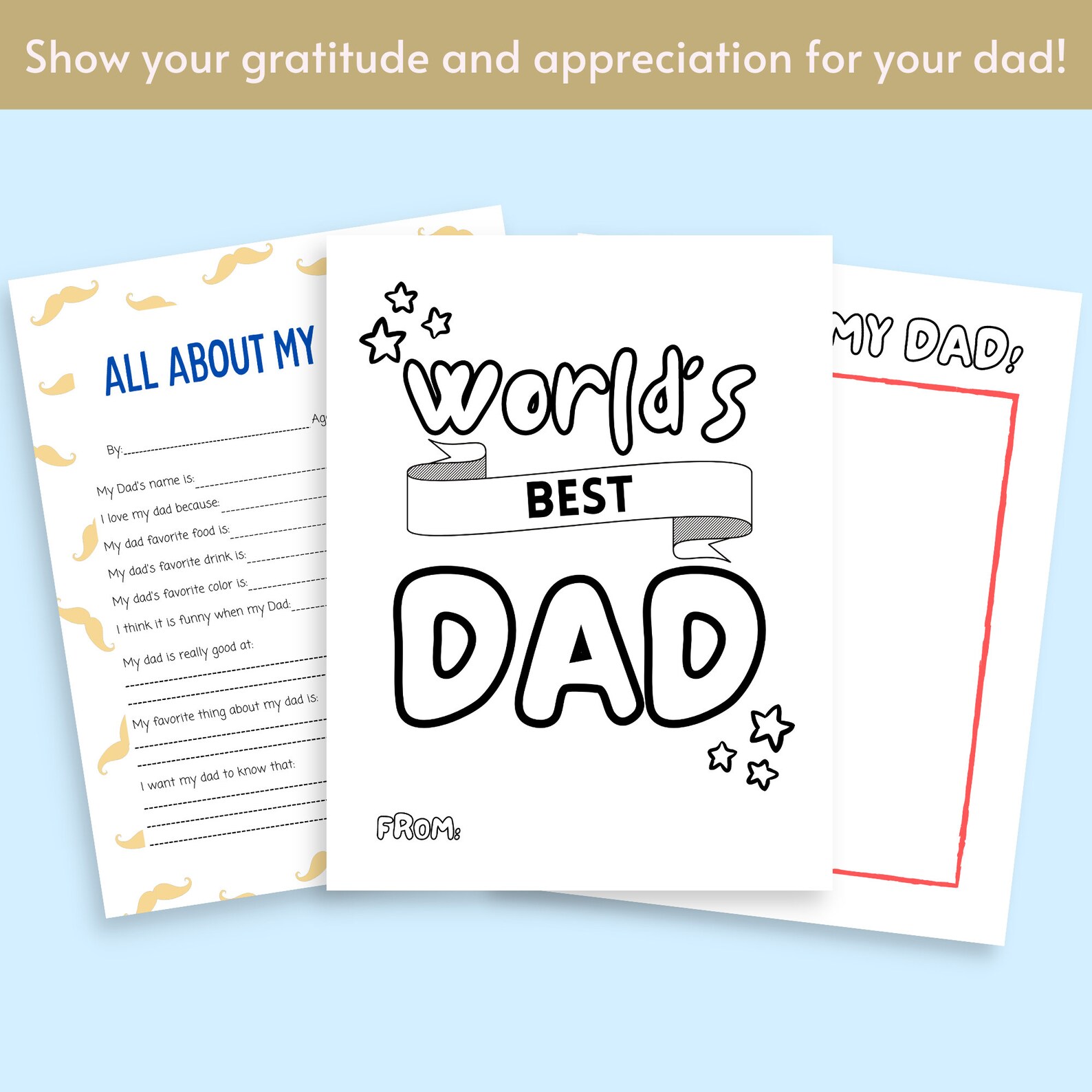 FATHER'S DAY Gift All About My Dad INSTANT Download Kids - Etsy