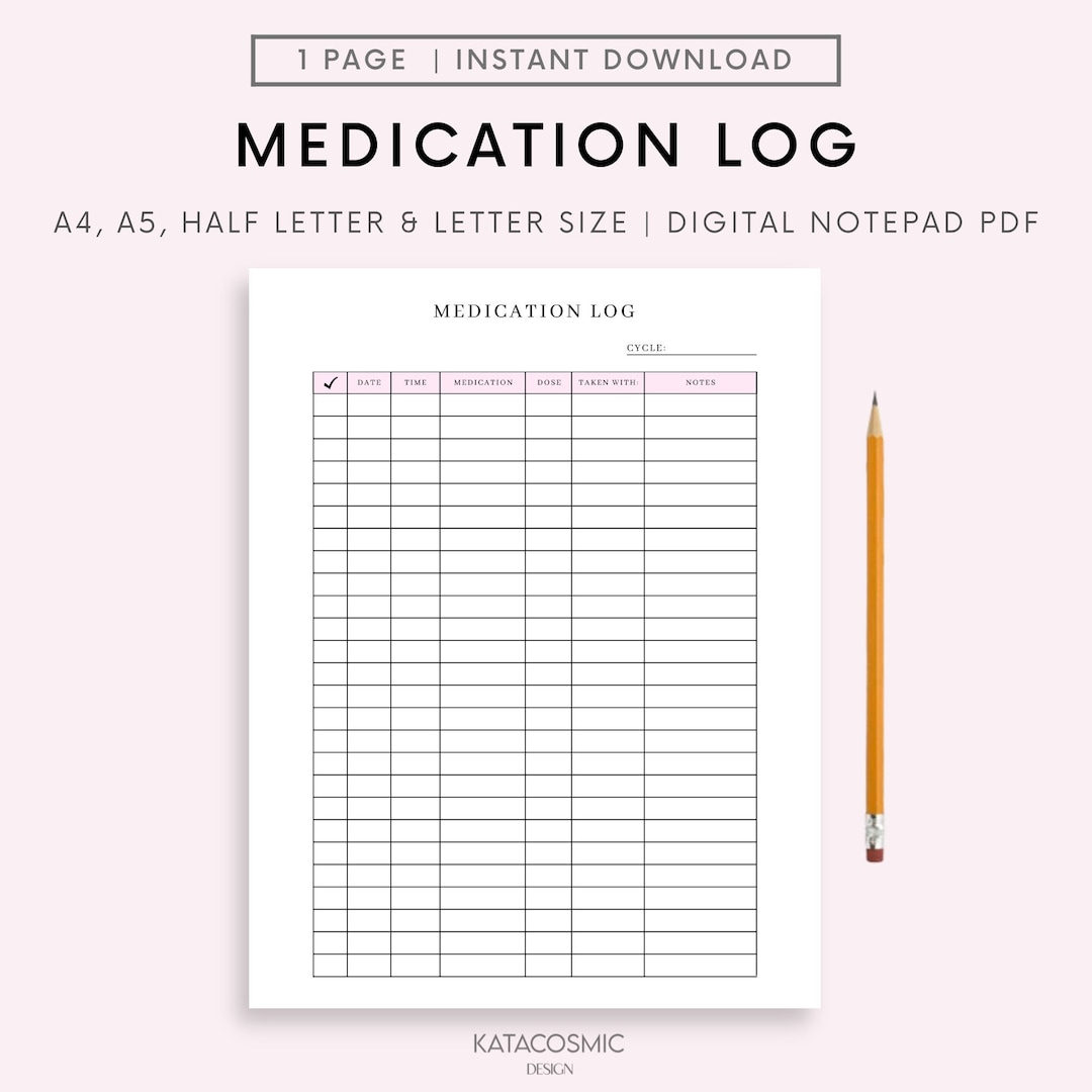 Printable Medication Tracker, Medication Log, Med Tracker, Medicine ...