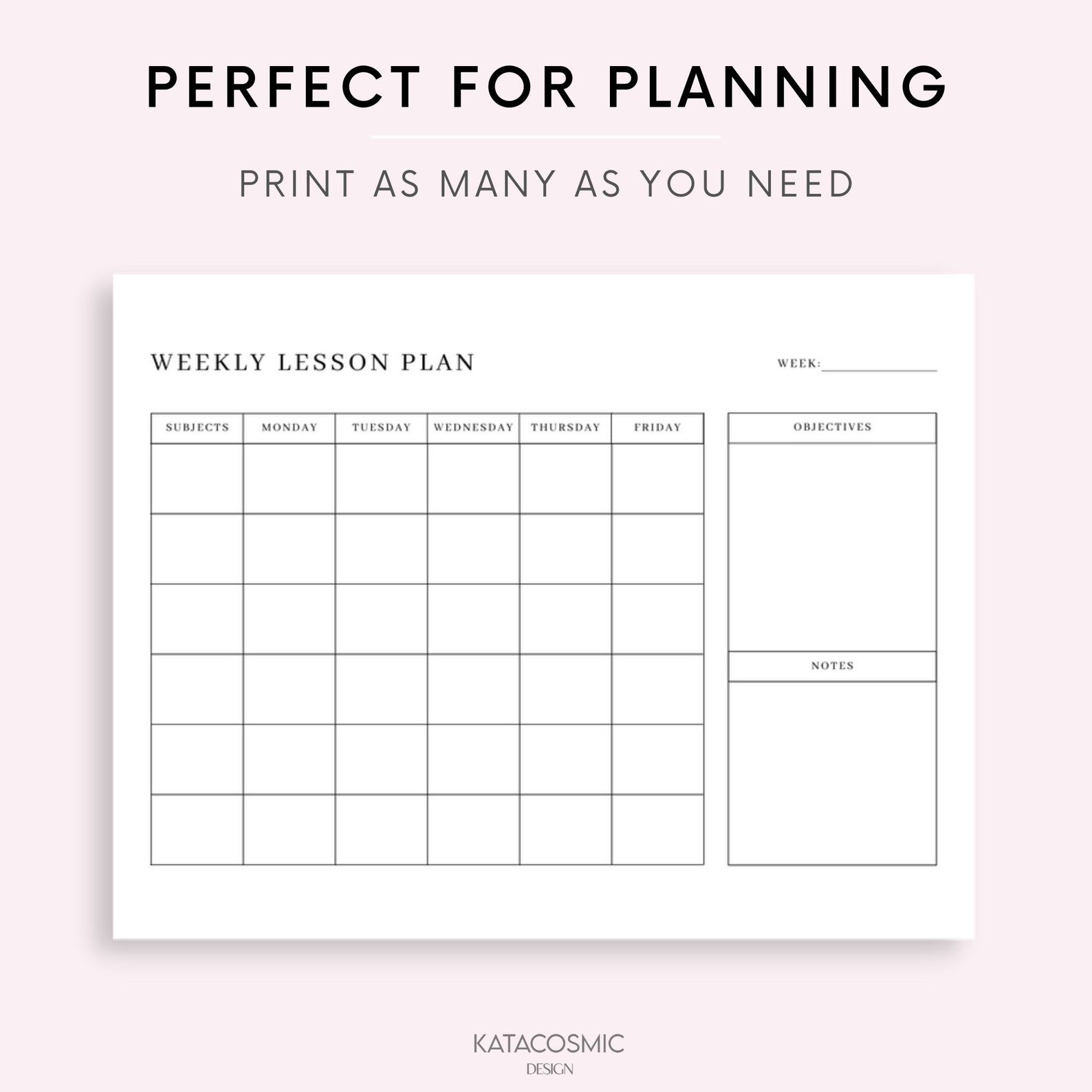 Printable Editable Weekly Lesson Plan Teacher Planner Simple - Etsy