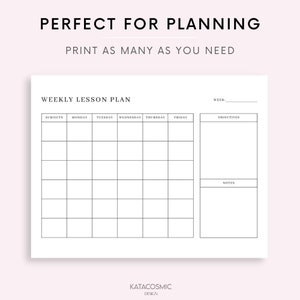 Printable Editable Weekly Lesson Plan, Teacher Planner, Simple School ...