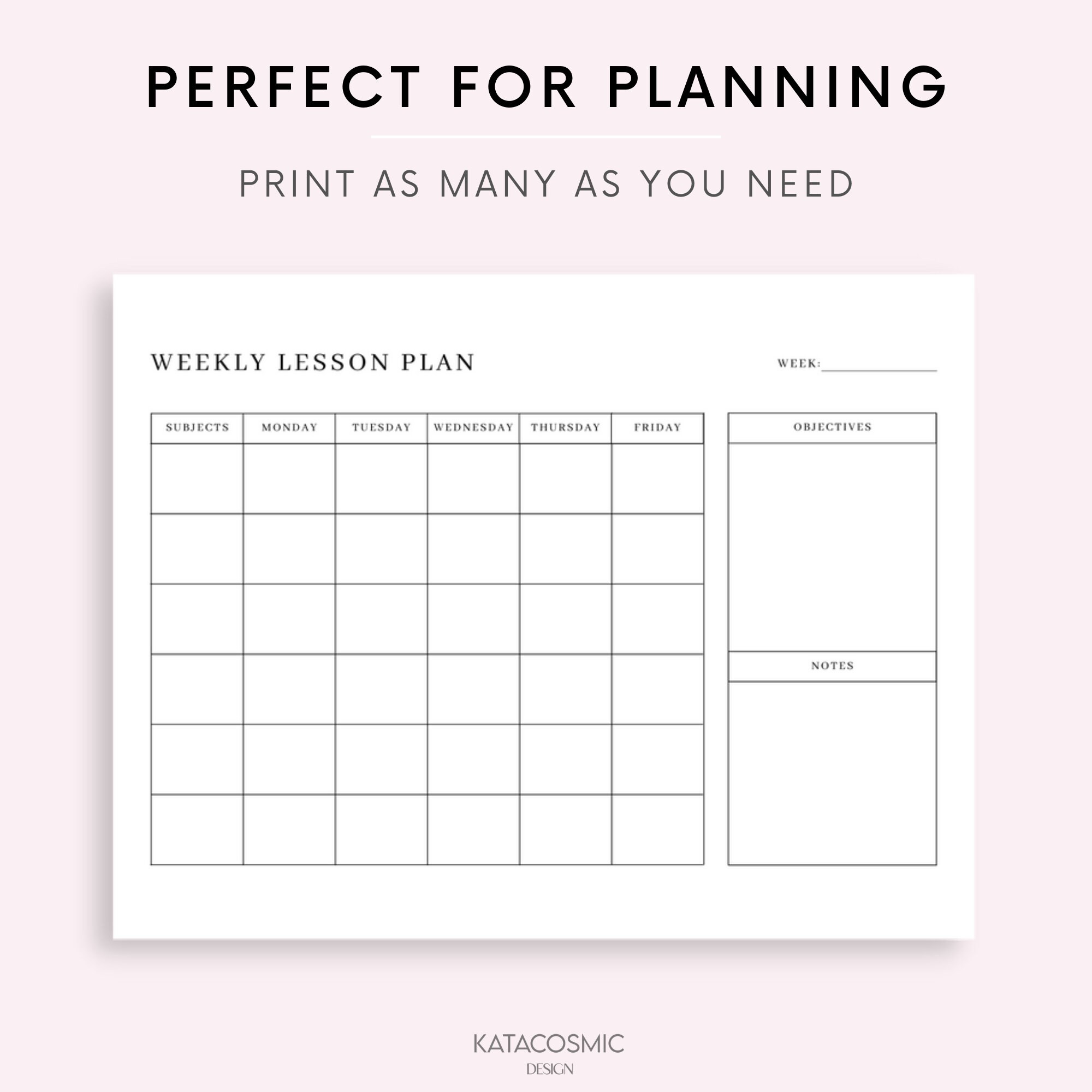 Printable Editable Weekly Lesson Plan Teacher Planner Simple - Etsy Canada