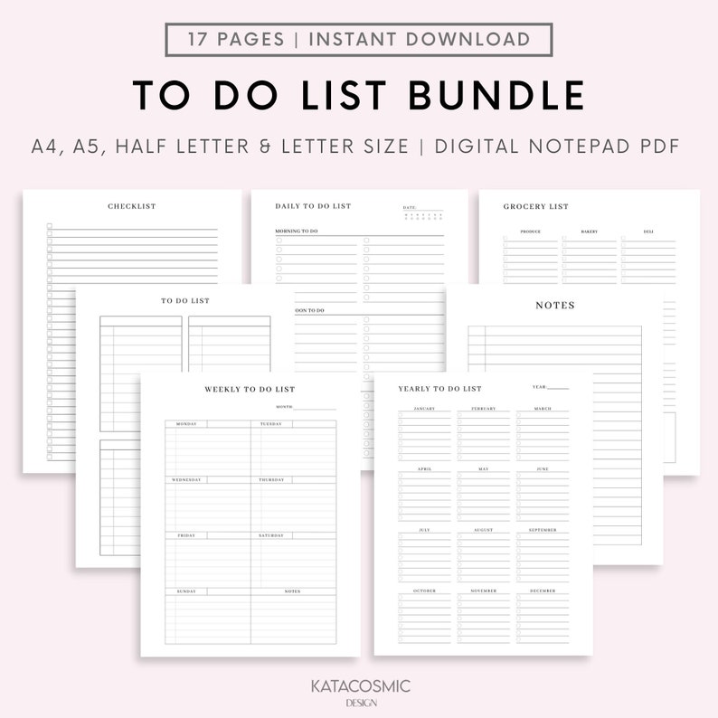 To Do List Pages Daily to Do List Grocery List Shopping - Etsy