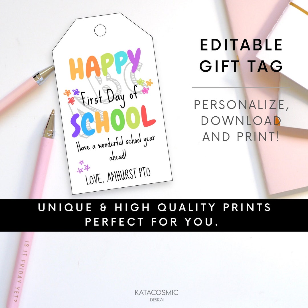 Happy First Day of School Gift Tags for Students, Teachers, Back to ...