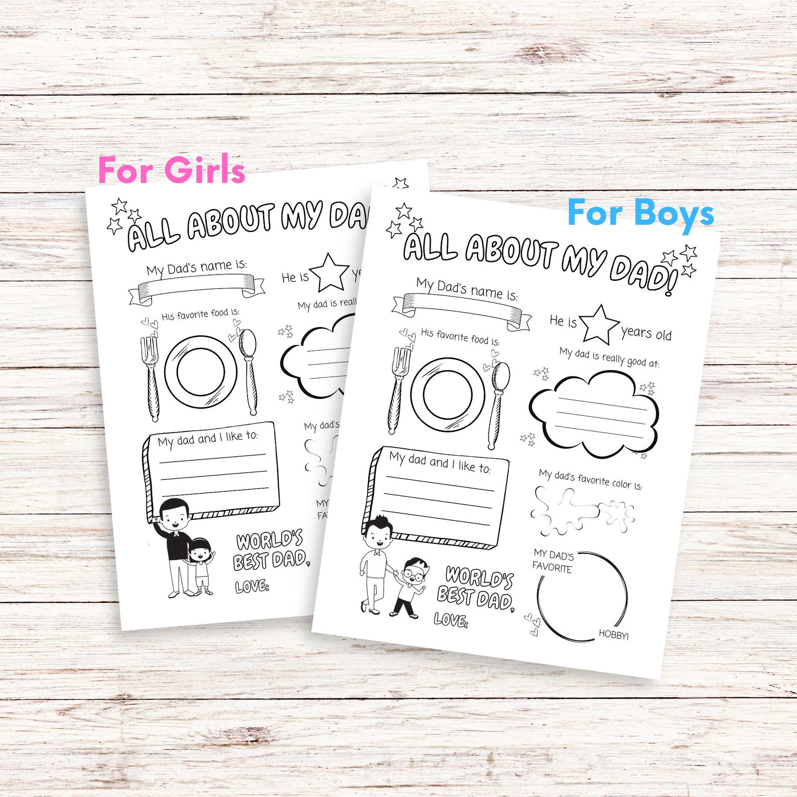 Printable All About Dad Fill in Template Kids Gift for - Etsy