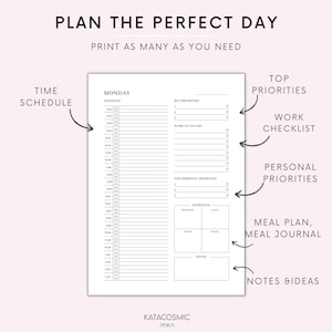 24 Hour Daily Planner Printable, Daily to Do List for Work / Personal ...